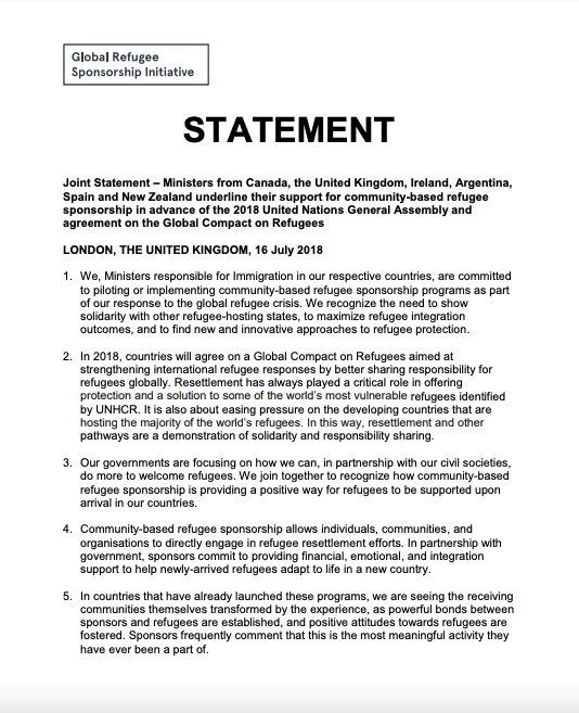 Joint Statement – Ministers from Canada, the United Kingdom, Ireland ...